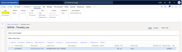 ORDER TO SALES PROCESS IN D365 FINANCE AND OPERATIONS