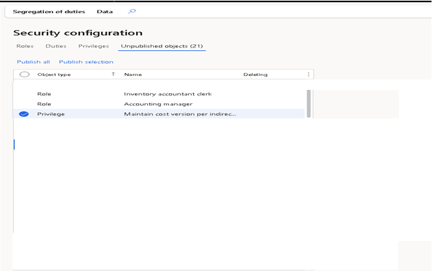 Security access to Roles and Duties